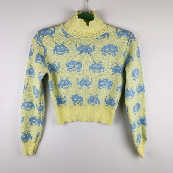 Zara | Sweaters | Zara Space Invaders Taito Crop Sweater Wool Blend Sz ...